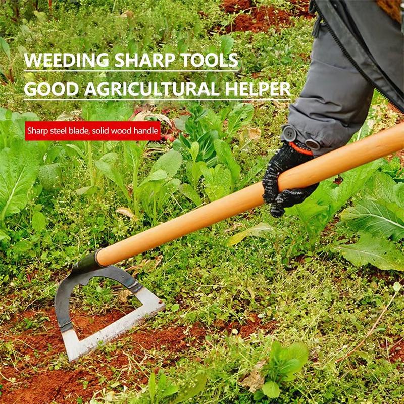 Ready stock hollow hoe long handle wood stick farm tool weeding ...