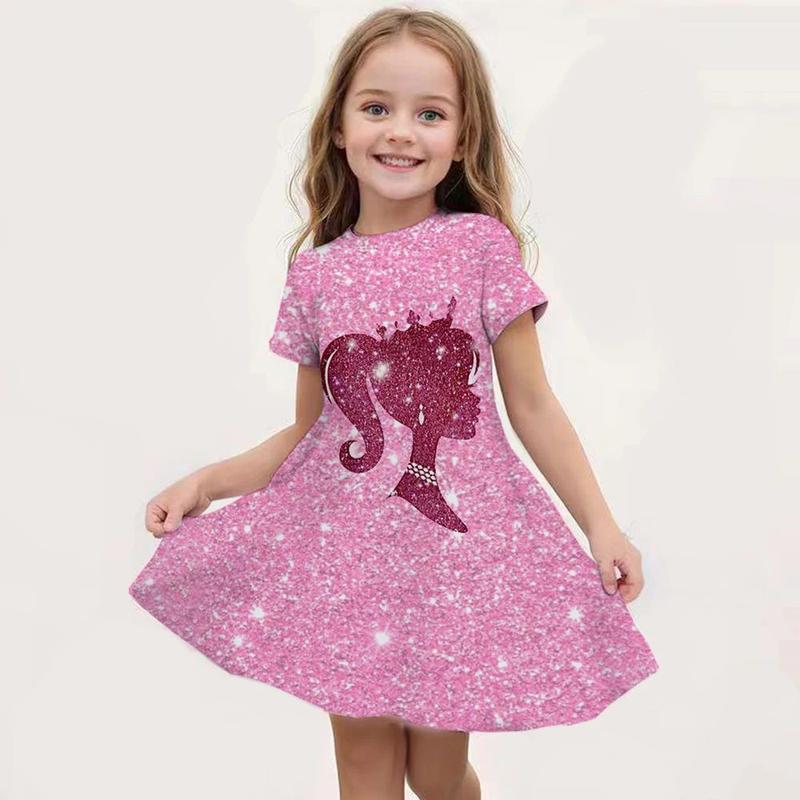 MINISO Summer Girls Cartoon Barbie Printed Dress Kids Fashio - TikTok ...