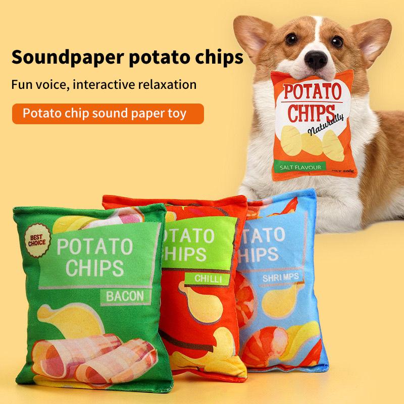 Potato Chip Dog Toy Funny Plush Squeaky Puppy Molar Cleaning - TikTok Shop Philippines
