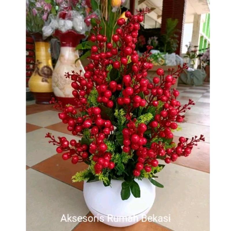 RANGKAIAN POHON CHERRY / TANGKAI BERRY ARTIFICIAL DENGAN POT - Shop ...
