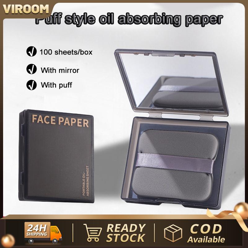 100 Pcs Oil Control Paper with Powder Puff & Mirror - Long-Lasting ...