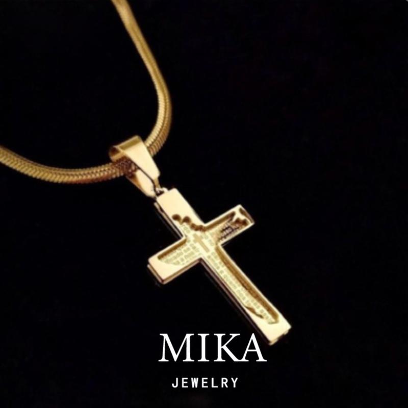 MIKA Cross Necklace Stainless Hypoallergenic Korean Fashion Accessories ...