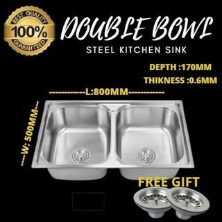 SINKI DAPUR DOUBLE BOWL SINK STAINLESS STEEL FOR KITCHEN B11 - TikTok ...