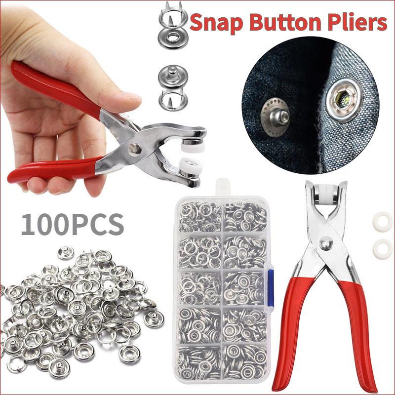 100PCS pengikat gesper logam DIY alat jahit pakaian alat tang tangan ...