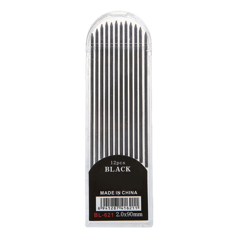 12Pcs 2.0 mm Mechanical Pencil Black 2B Lead Refills Draft Drawing ...