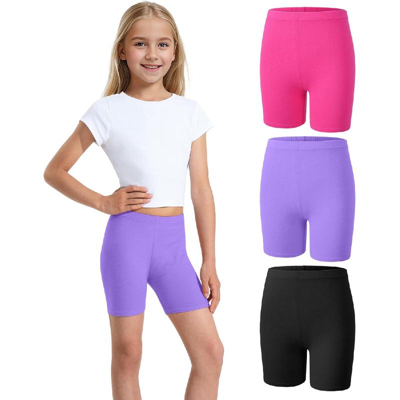 3 Pack Girls Bike Shorts Kids Cotton Cartwheel Athletic Gymnastics ...