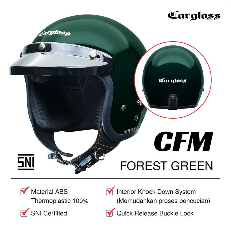 Helm Cargloss CFM Forest Green - Helm Retro Half Face Original - Shop ...