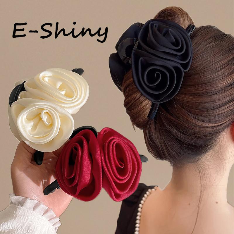 Kuku Rambut Bunga Mawar Berganda, Bahan Kain, Klip Jerung, Hiasan ...