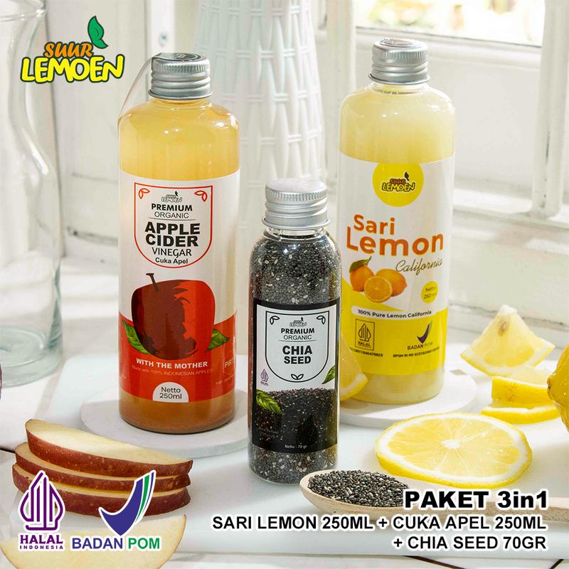 Suur Lemoen Paket Cuka Apel Sari Lemon Chia Seeds AMS - Shop | Tokopedia