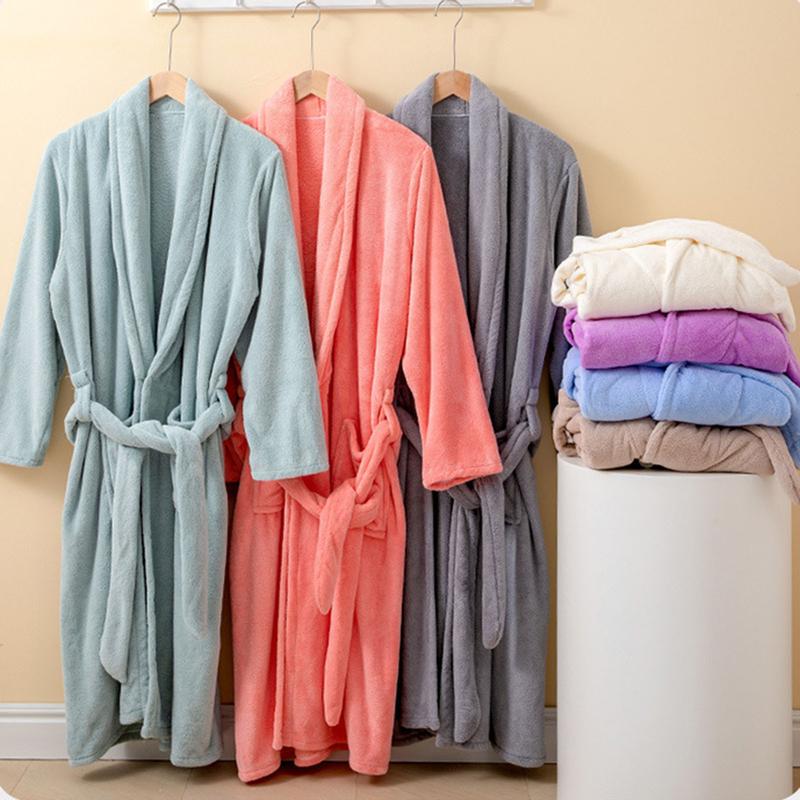 Nerhut-Women Autumn Winter Flannel Coral Bathrobe Lapel Long - TikTok ...