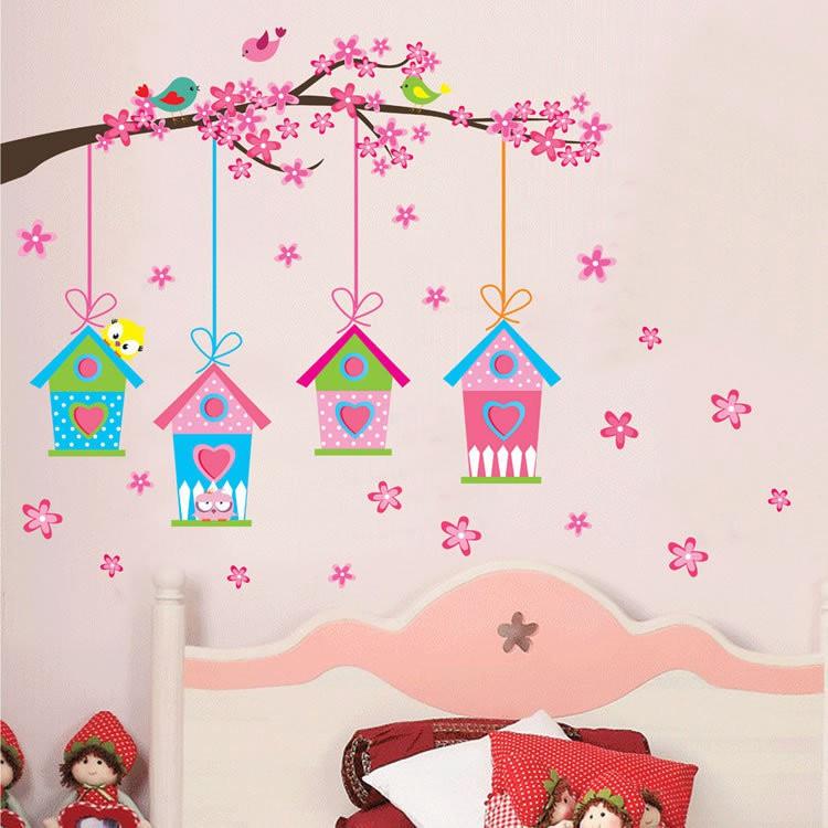 Juragan WALL STICKER SANGKAR BURUNG OWL PINK BUNGA FLOWER ANAK - Shop ...