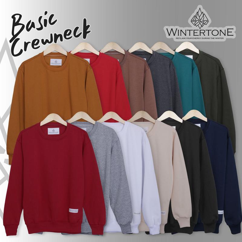 Sweater Cowok Cewek Sweatshirt Crewneck Oblong Basic Pria Polos ...