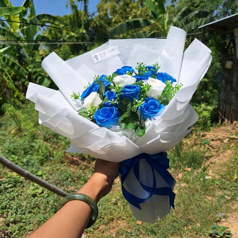 Cik Ling Florist - Buket Bunga Mawar Biru Buket Bunga Palsu Pernikahan ...