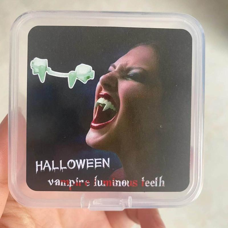 Ker Halloween White Teeth Fangs Teeth Luminous for Vampire Fang ...