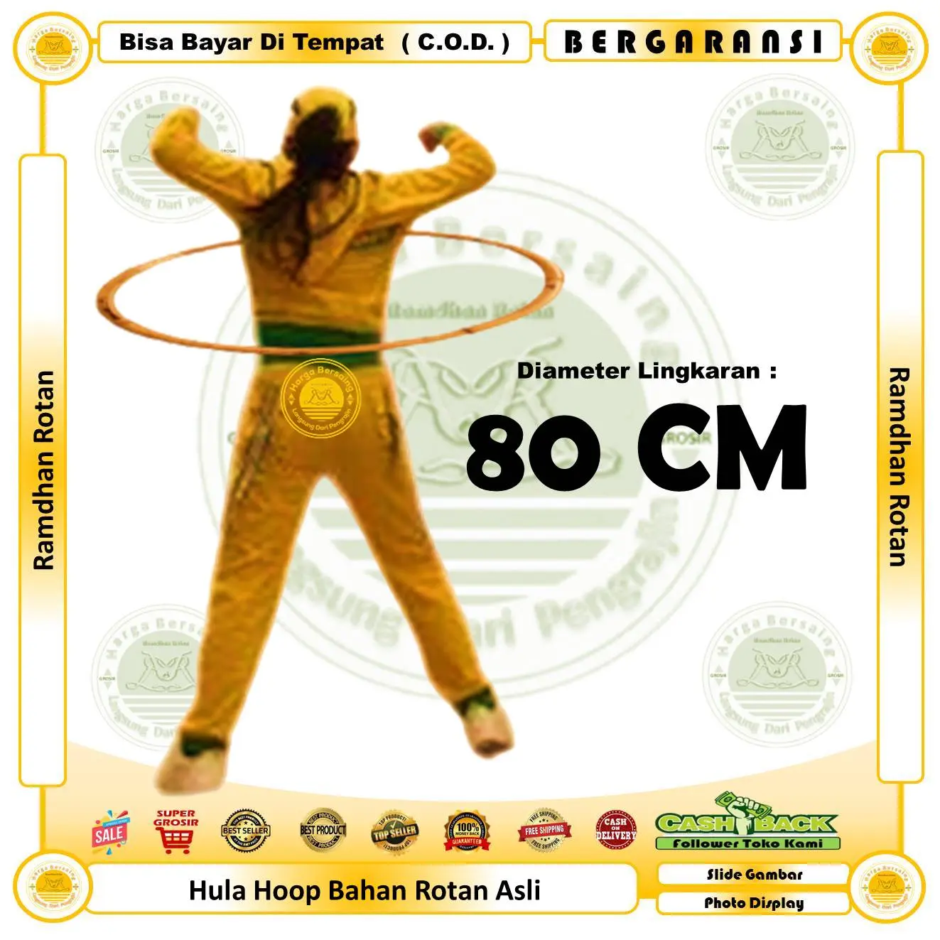 Hula Hop Rotan 80 Cm - Ramdhan Rotan - Hulla Hoop 80 Cm - Hulla Hup ...