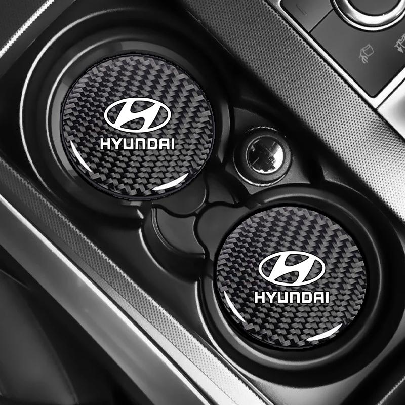 2PCS Carbon fiber Car Water Coaster Cup Anti-slip Mat for Hyundai i30 ...