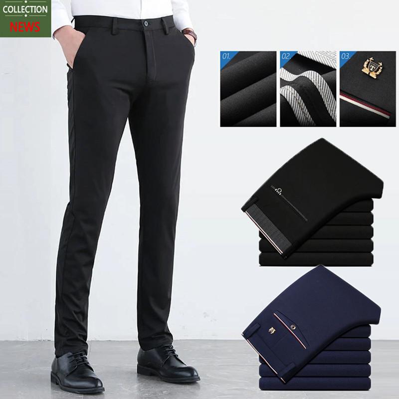 Seluar pejabat formal untuk lelaki, seluar hitam panjang, langsing ...