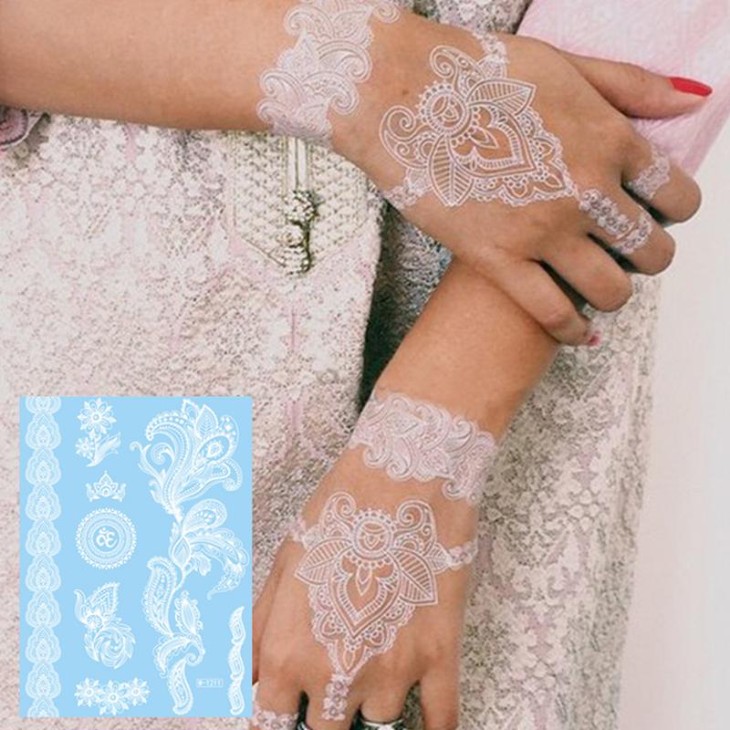 White Henna Hand Tattoos For Women Bride Waterproof Temporar - TikTok ...