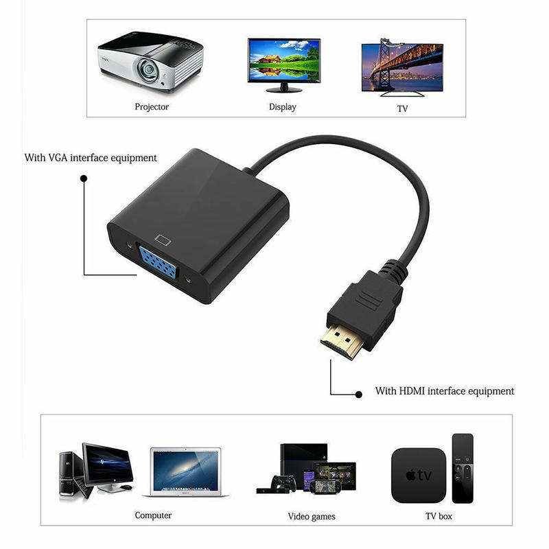 1080P HDMI Male to VGA Female Video Cable Cord Converter Adapter ...