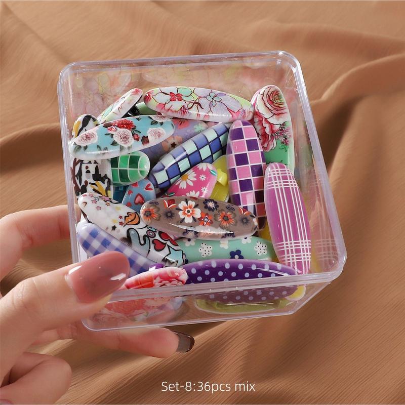 36PCS/Box Muslim Flower Printed Pin for Hijab Plastic Safety Clips Pin ...