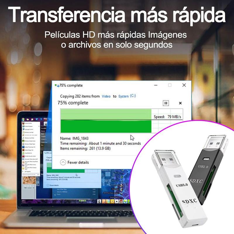 Pembaca Kad USB 3.0, Reka Bentuk 2 DALAM 1, Untuk PC dan Komputer ...