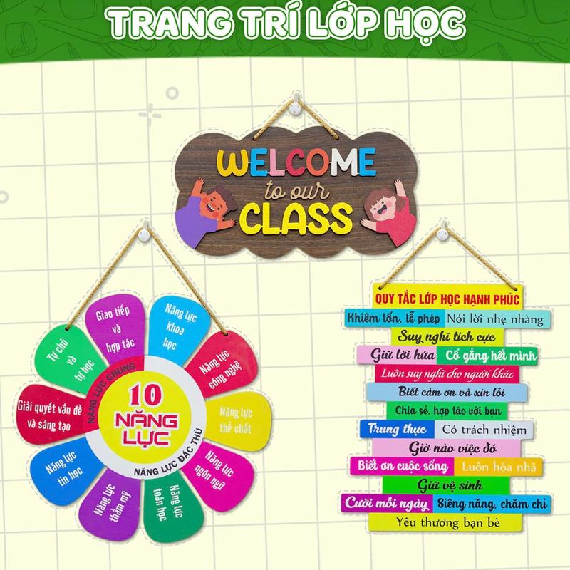 [23-29cm] Bảng gỗ trang trí Lớp Học Nhà Trường, Góc Học Tập, - TikTok Shop Vietnam