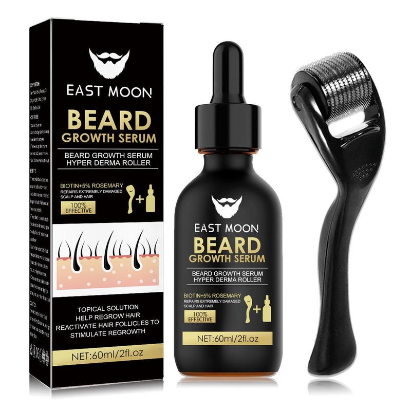 Beard Growth Serum&Beard Massage Derma Roller,Beard Care Nutritional ...