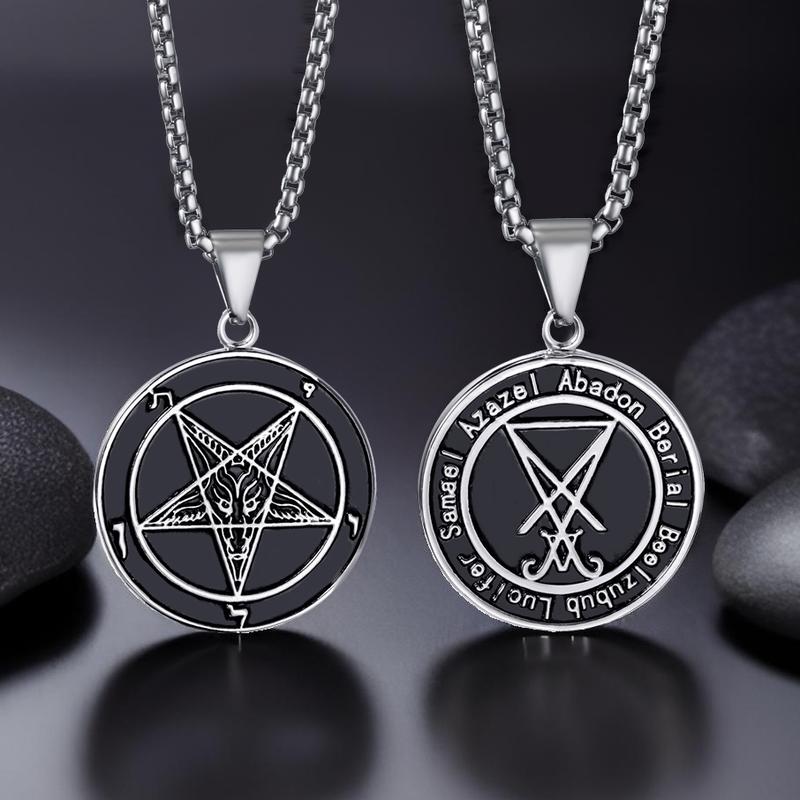 Inverted Pentagram Necklace for Men Women, Baphomet Goat Necklace ...