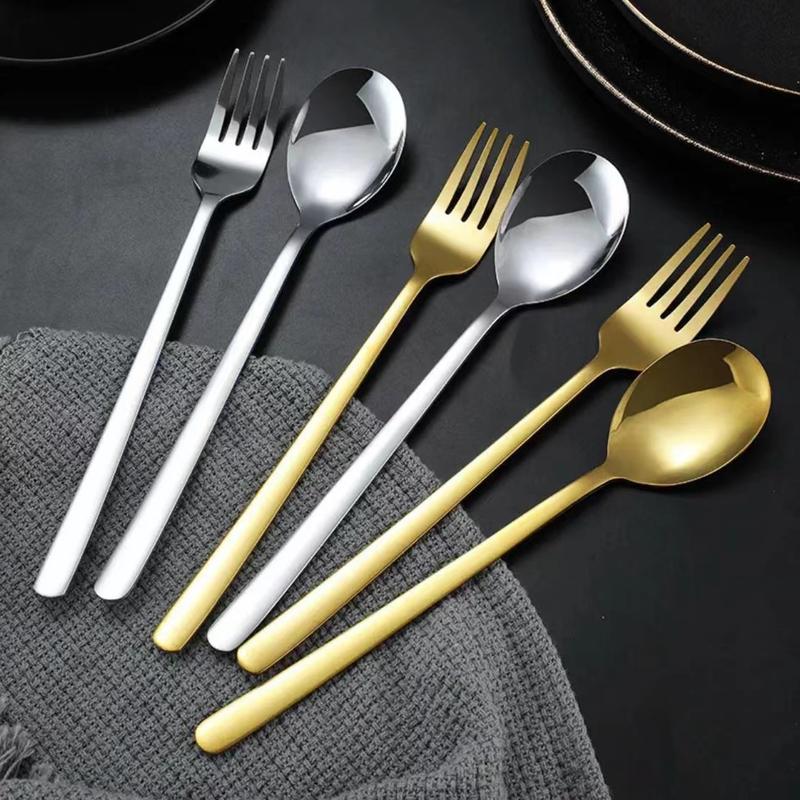 Korean Style Stainless Steel Cutlery Flatware Dining Spoon and - TikTok ...