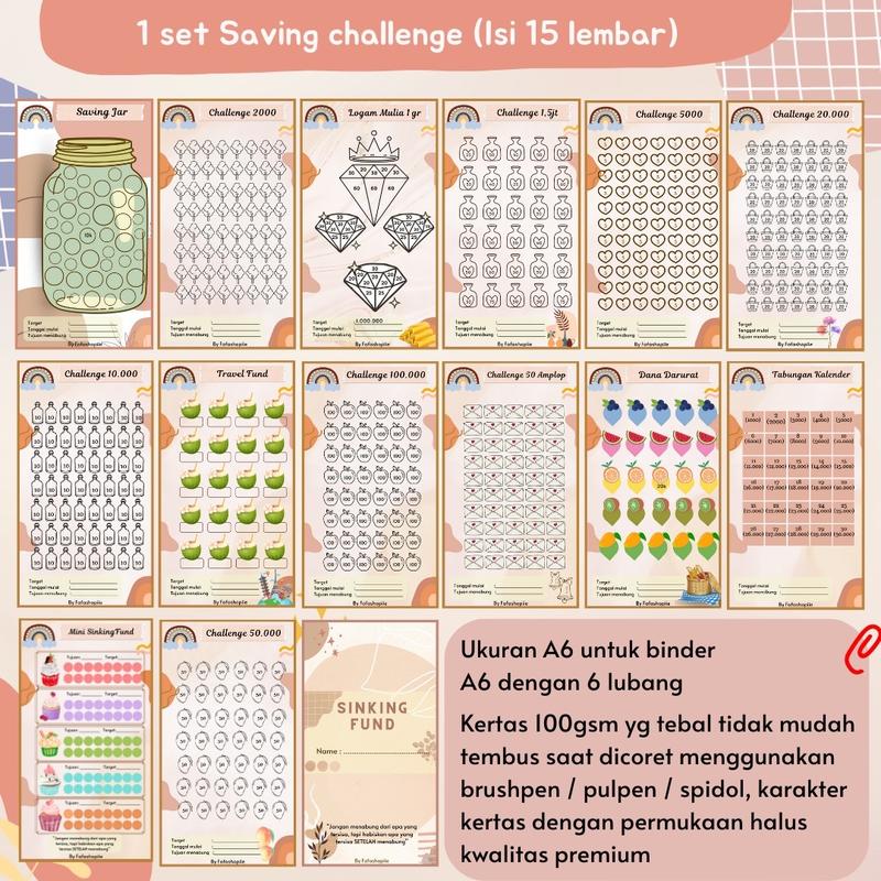 (4) template nabung / isi 13 lembar / A6-6 lubang - Shop | Tokopedia