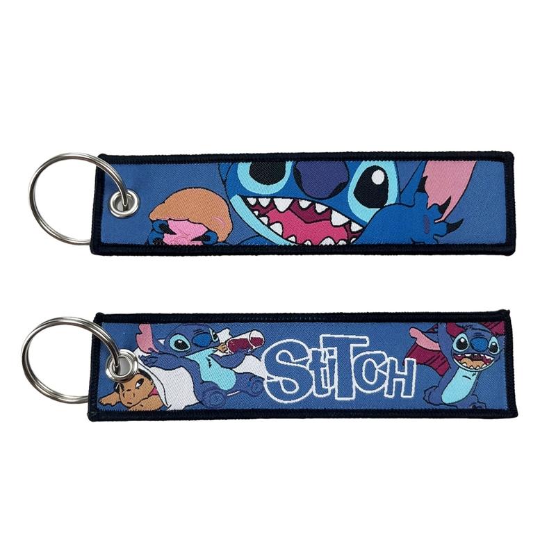 Stitch Lilo Angel Anime Keychain Embroidery Cartoon Cute Keytag ...