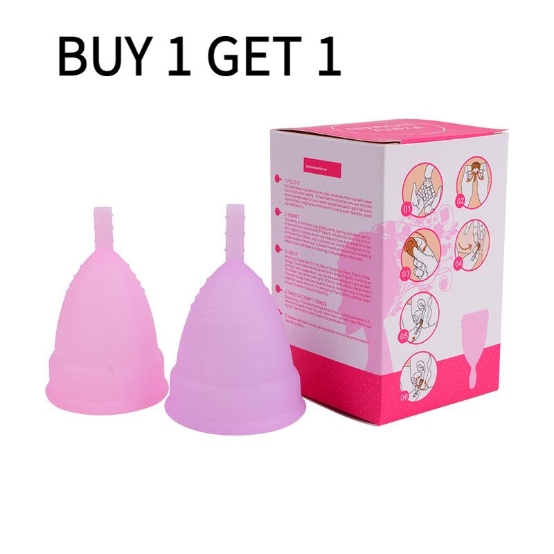 Buy 1 Get 1 Pink silicone menstrual cup menstrual period leak-proof ...