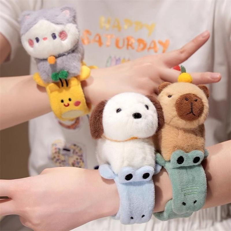 Cute Plush Capybara Slap Bracelets Cartoon Stuffed Dolls Animal ...