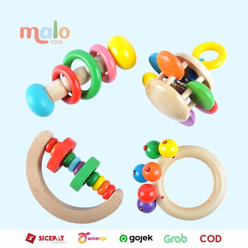 MALOTOYS - Wooden Rattle Baby Musical Instrument Bells Colorful - Shop ...