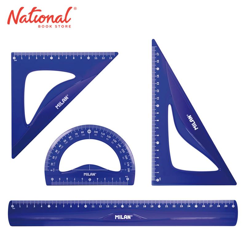 Milan Math Set Blue 2 Triangle 1 Protractor 1 Ruler Flex and - TikTok ...