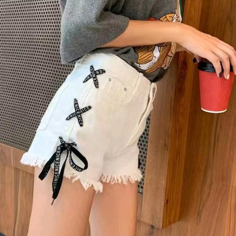 Women's High Waist Soft Denim Tattered Short with Lace Accen - TikTok ...