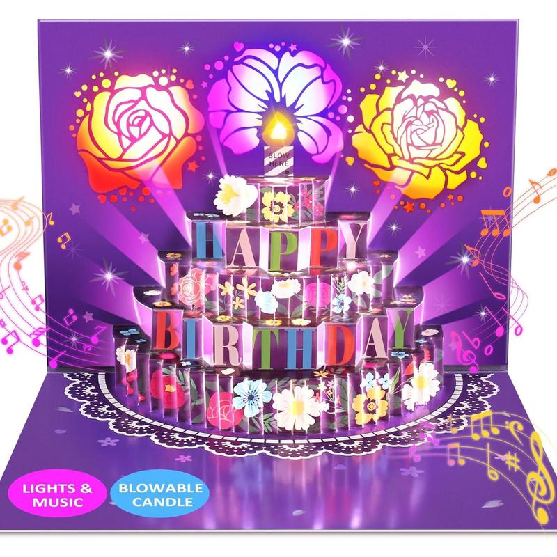 Birthday Cards Birthday Gifts for Women Pop Up Cake Light and - TikTok Shop