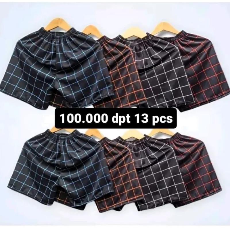 Promo 13pcs hanya 100rb Celana kolor pendek tartan uniseks Santai Boxer ...
