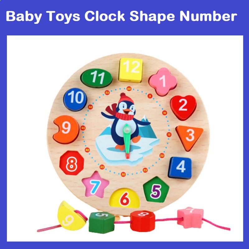 Baby Wooden Educational Toy Clock Shape Number - Mainan Pembelajaran ...