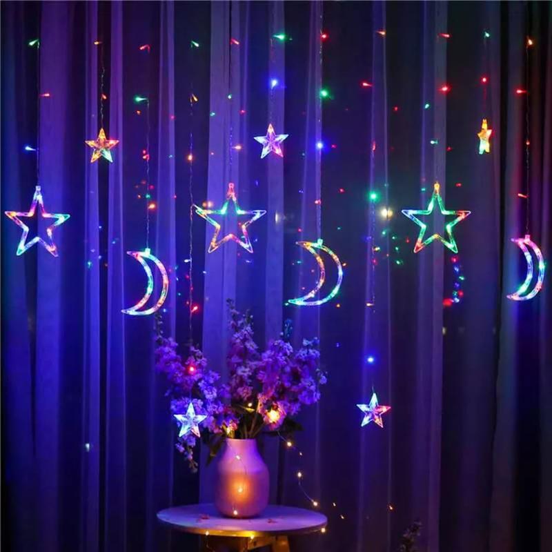 2023 Lampu Led 4Meter Lampu Natal Tirai Bintang Bulan Waterproof - Shop ...