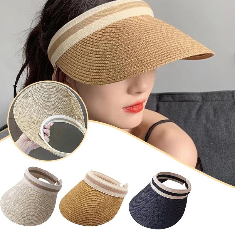 Topi Straw Baju Kosong Musim Panas Topi Straw Kosong Pantai Visor ...