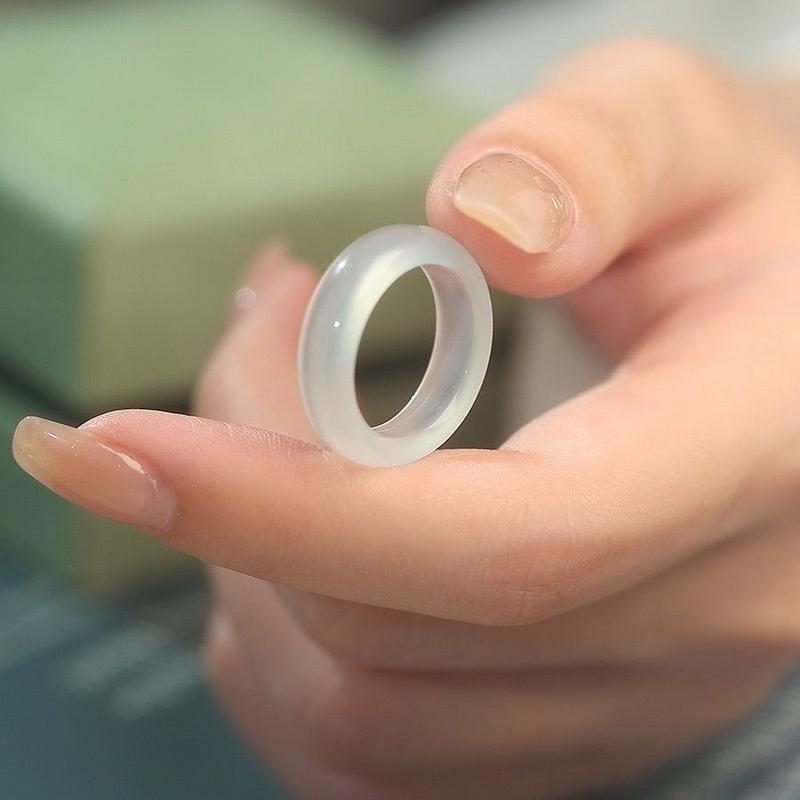 Cincin Chalcedony Batu Akik, Putih Alamiah, Seperti Ais, Cincin ...