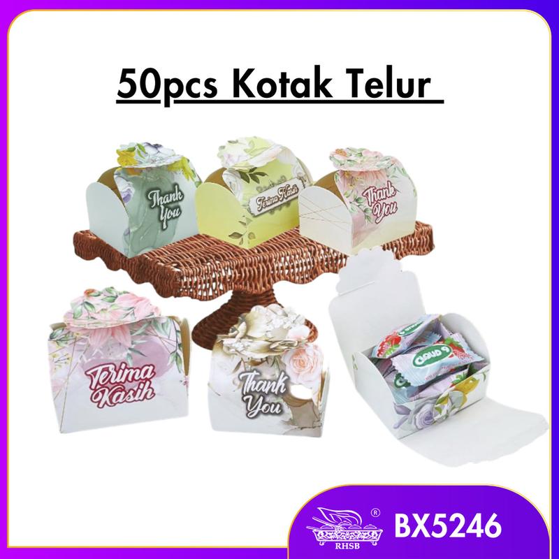50pcs Kotak Telur Egg Box Kotak Gula-Gula Goodies Gift Box Doorgift ...