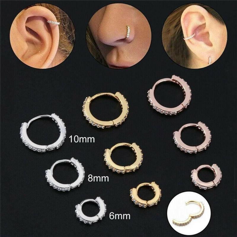 Europe and America Round Cubic Nose Ring Hooks Nose Septum Cartilage ...