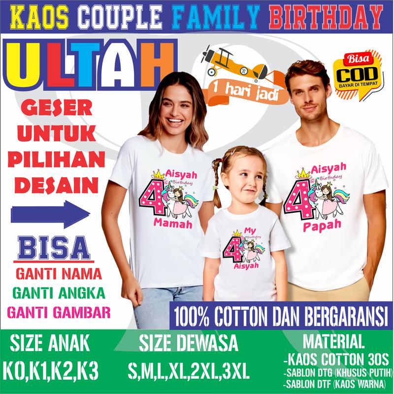 Baju Kaos ulang tahun couple family / kaos couple ultah Keluarga - Shop ...