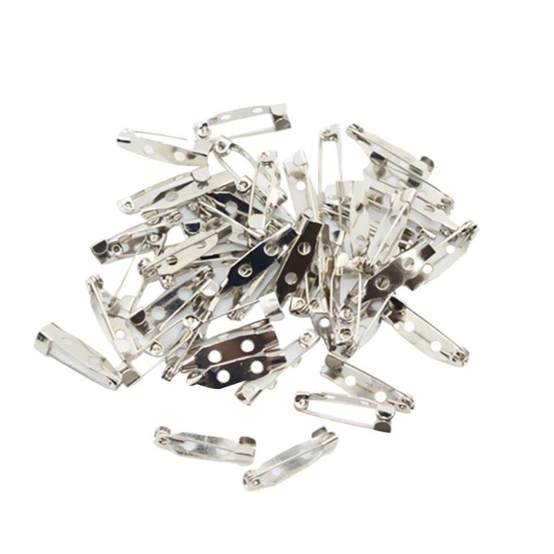50pcs Silver 2cm Brooch Base Back Bar Pins Clasp For DIY Crafts ...