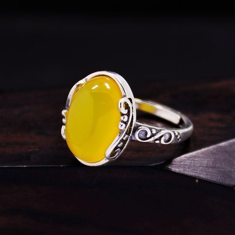 Cincin mulut hidup batu akik kuning untuk kanak-kanak perempuan ...