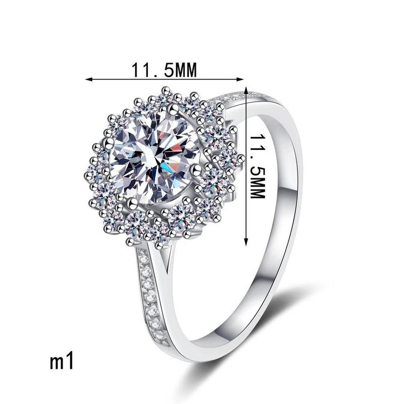 Cincin Bunga Matahari, MoisaLuxe, Perak 925 Sterling Plata, Moissanite ...