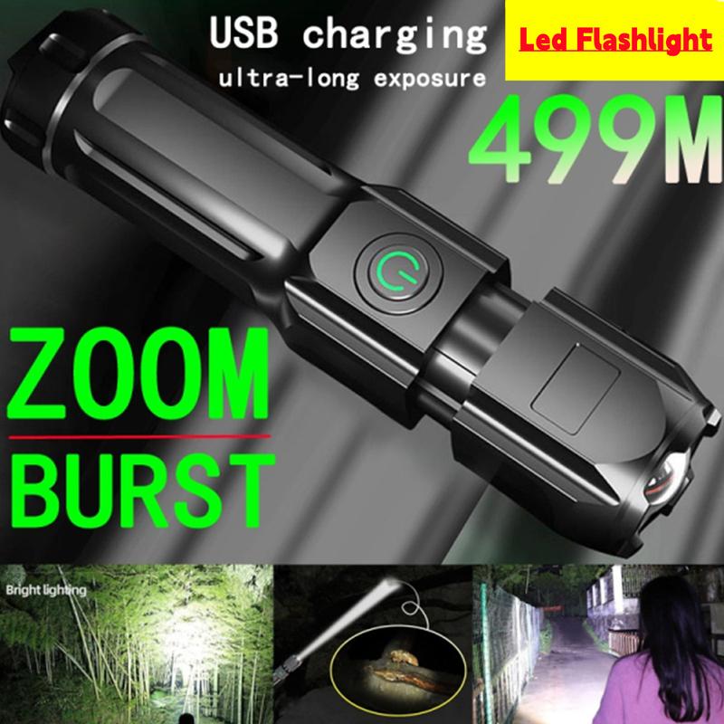 COD NEW LED Zoomable Glare Torch Light Super Bright Outdoor Lighting ...