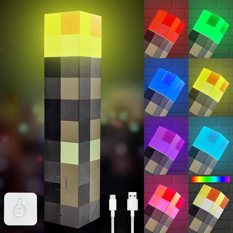 Minecraft Pixel Brownstone Torch Light | LED Night Light for - TikTok Shop